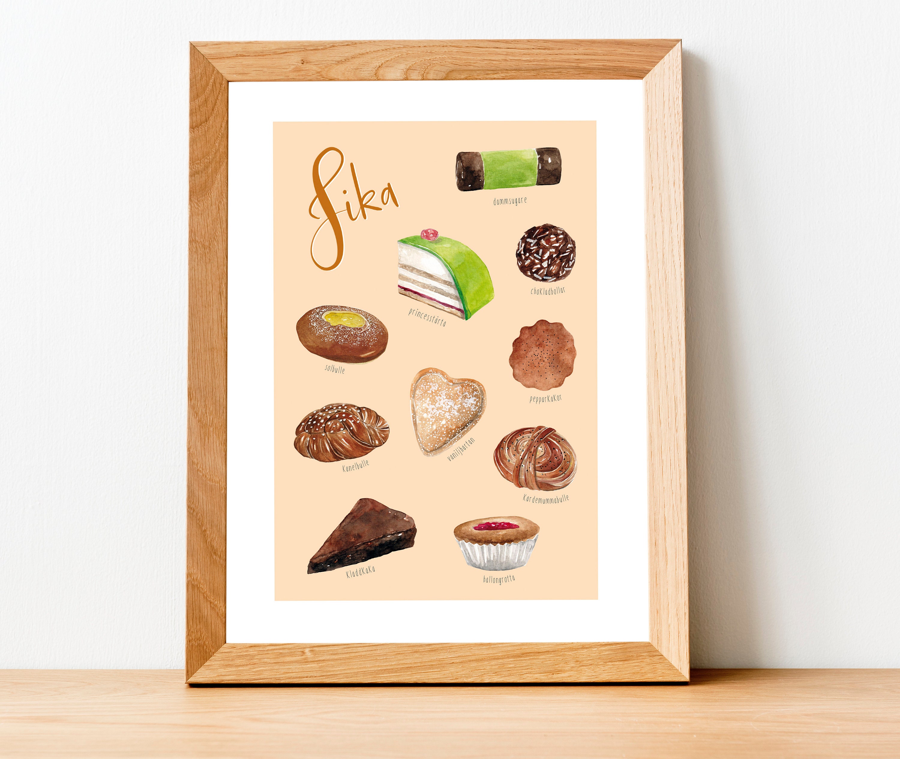 Swedish Fika A4 Art Print, Food Illustration, Fika Print, Swedish Print ...
