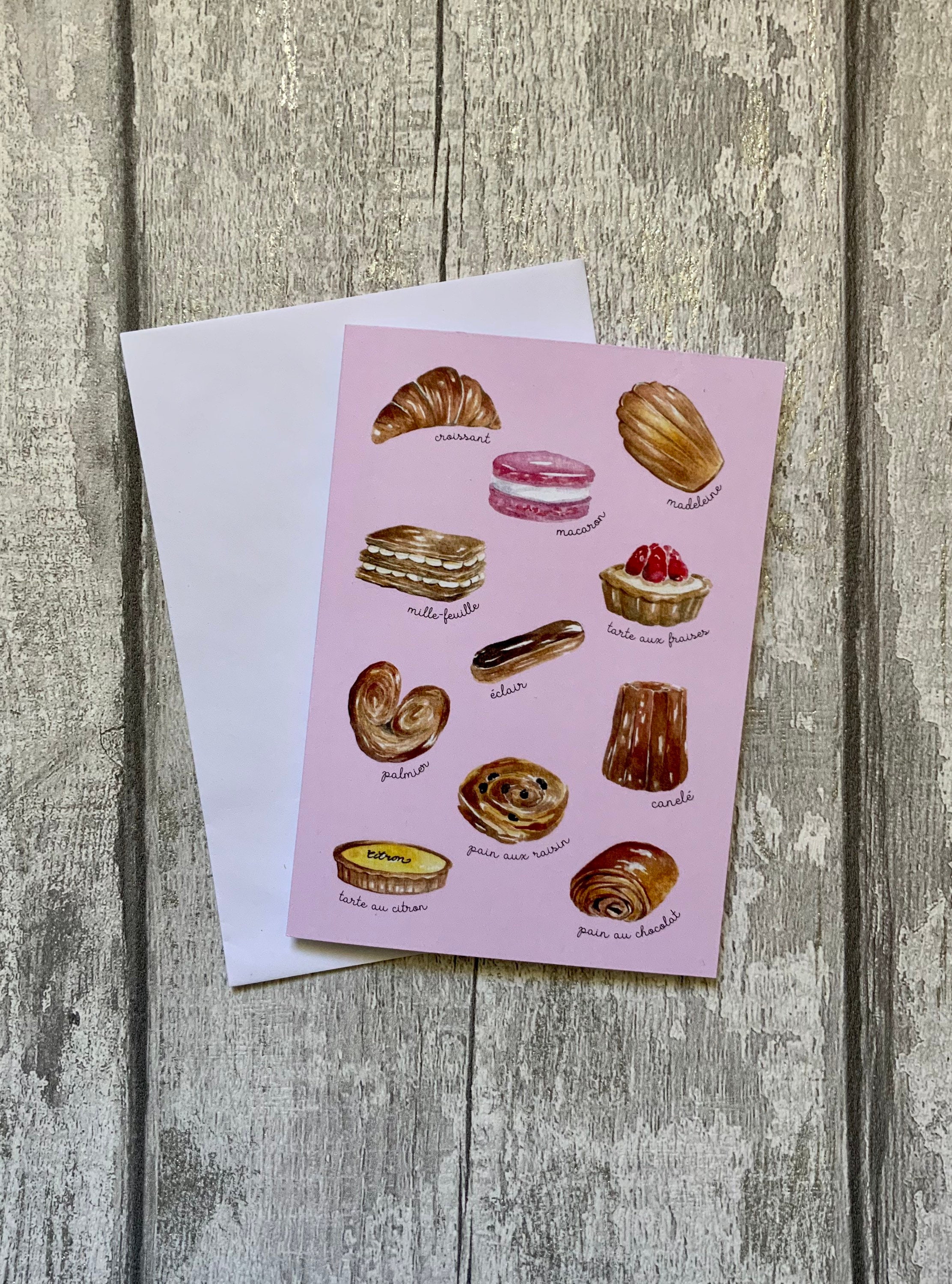 French Pastries Greeting Card A6, Birthday Card, French Card, Card With ...