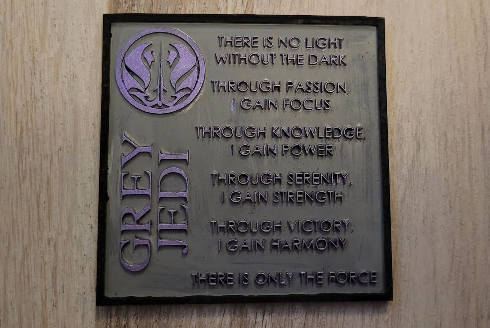 Jedi Grey Jedi and Sith Code 3D Printed Signs - Etsy