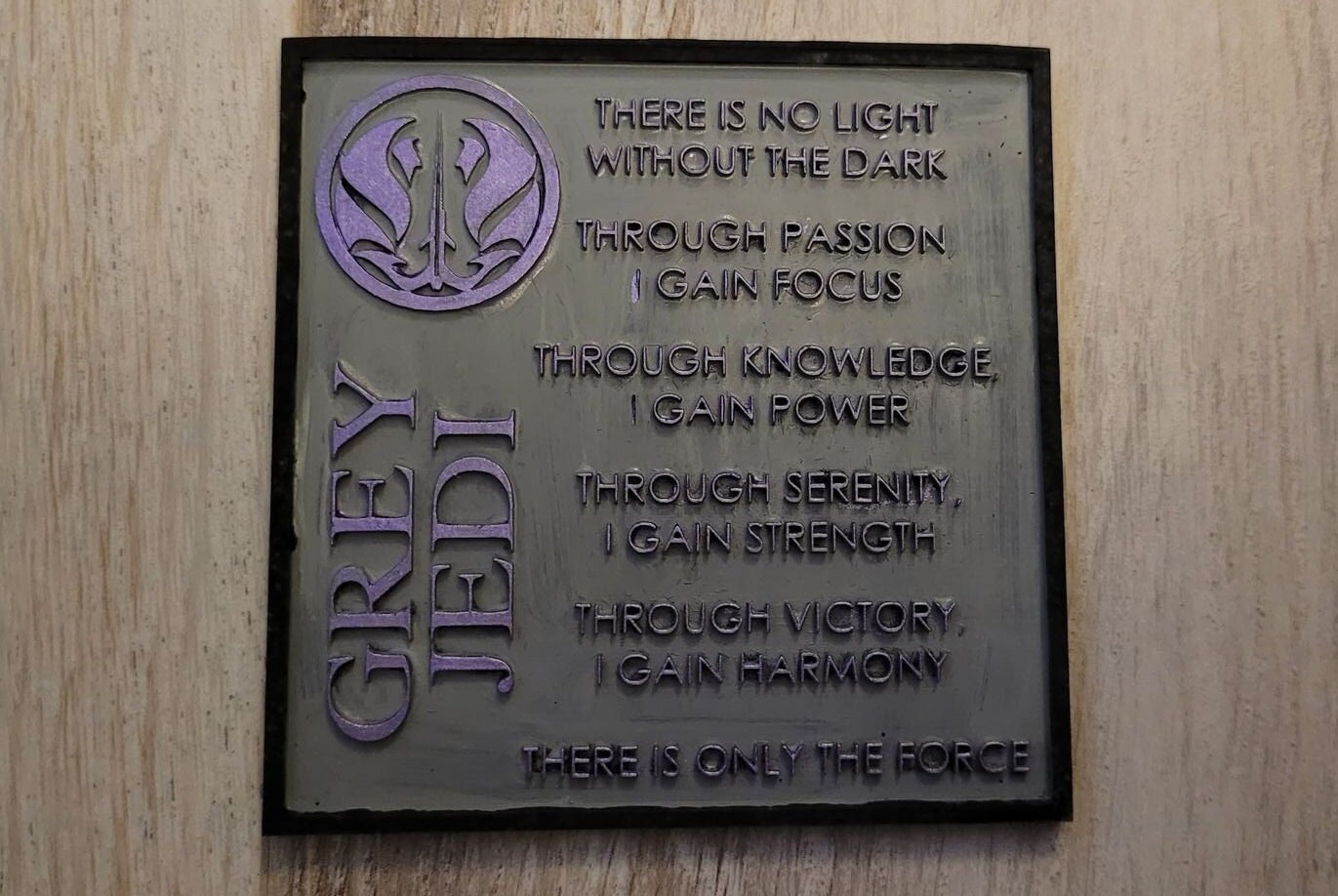 Jedi Grey Jedi and Sith Code 3D Printed Signs - Etsy