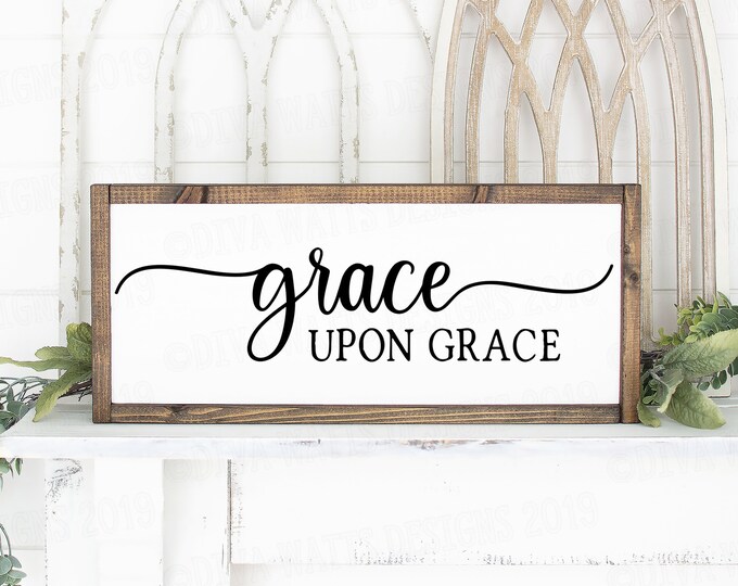 Grace Upon Grace Stencil With Flowers by Studior12 DIY Inspirational ...