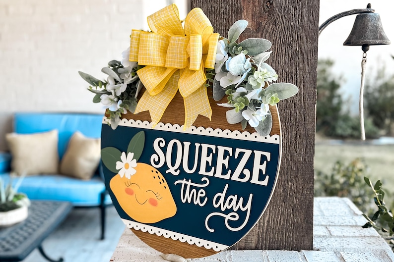 Squeeze the Day Lemon Round Door Hanger SVG – Laser Cut File for DIY ...