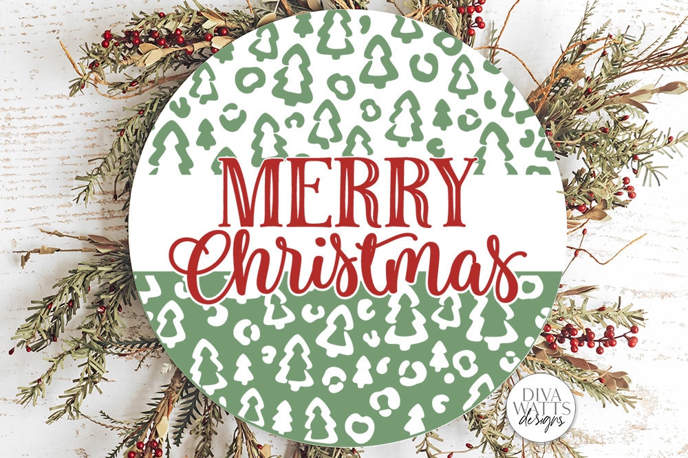 Merry Christmas Leopard SVG Winter Round Design - Etsy