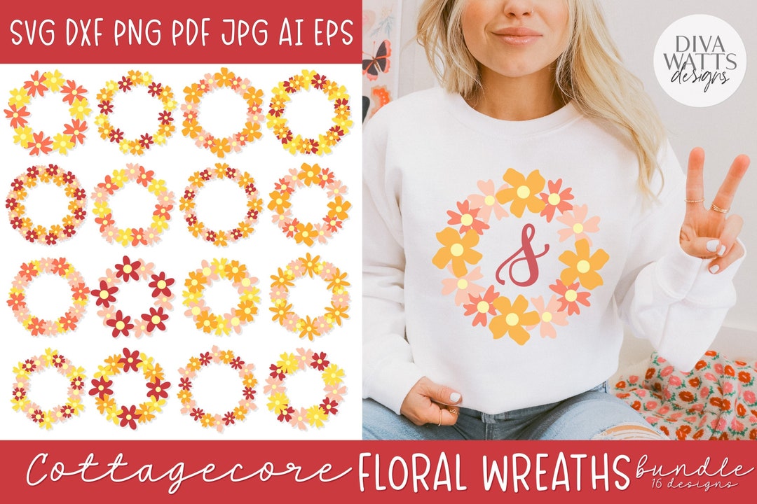 Cottagecore Flower Frames SVG Bundle Floral Svg Cottage Core Svg ...