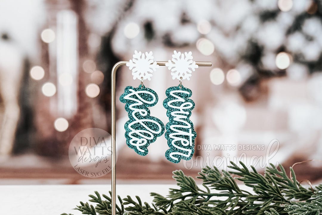 Hello Winter Earring SVG | Laser Cut Earrings File for Glowforge Xtool ...