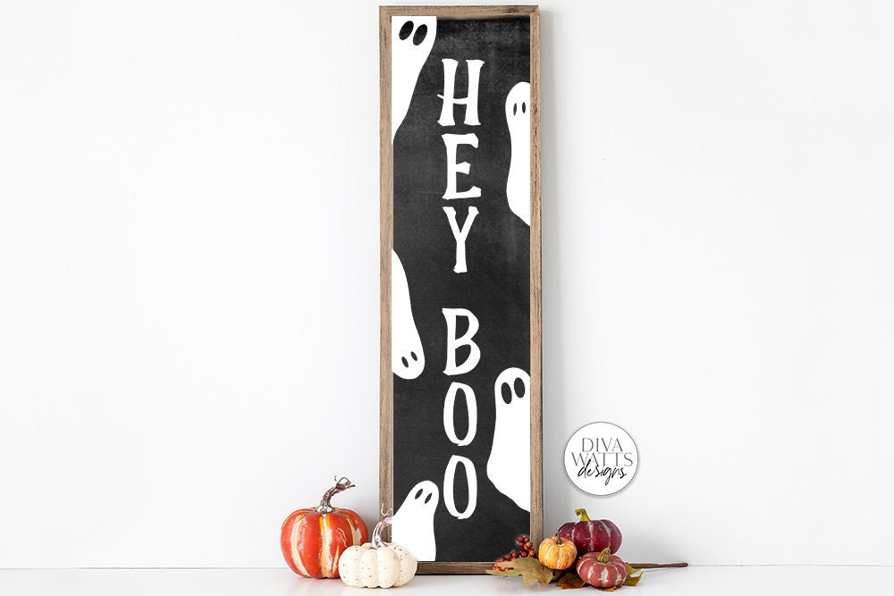 Hey Boo Ghosts SVG Halloween Vertical Porch Sign Design - Etsy