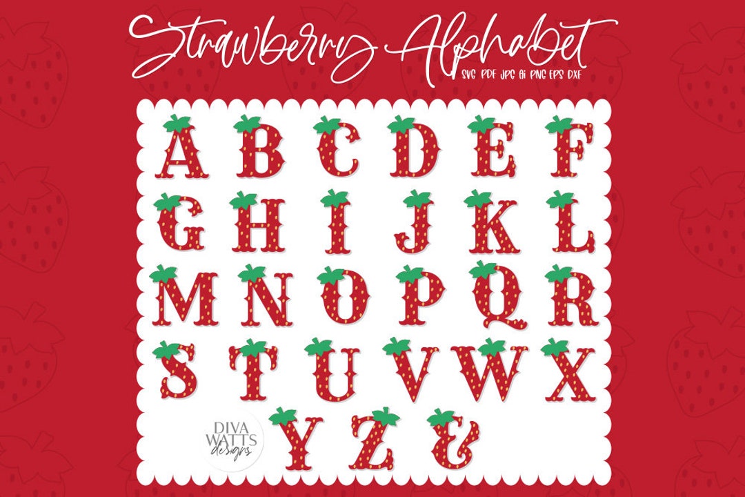 Strawberry Alphabet SVG Alphabet SVG Strawberry Letters SVG Strawberry ...