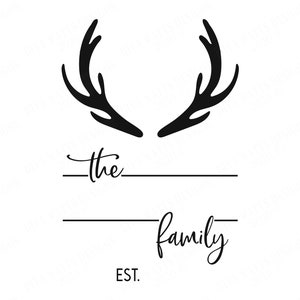 Family Monogram / Last Name Cutting File and Printable | Deer Antlers ...
