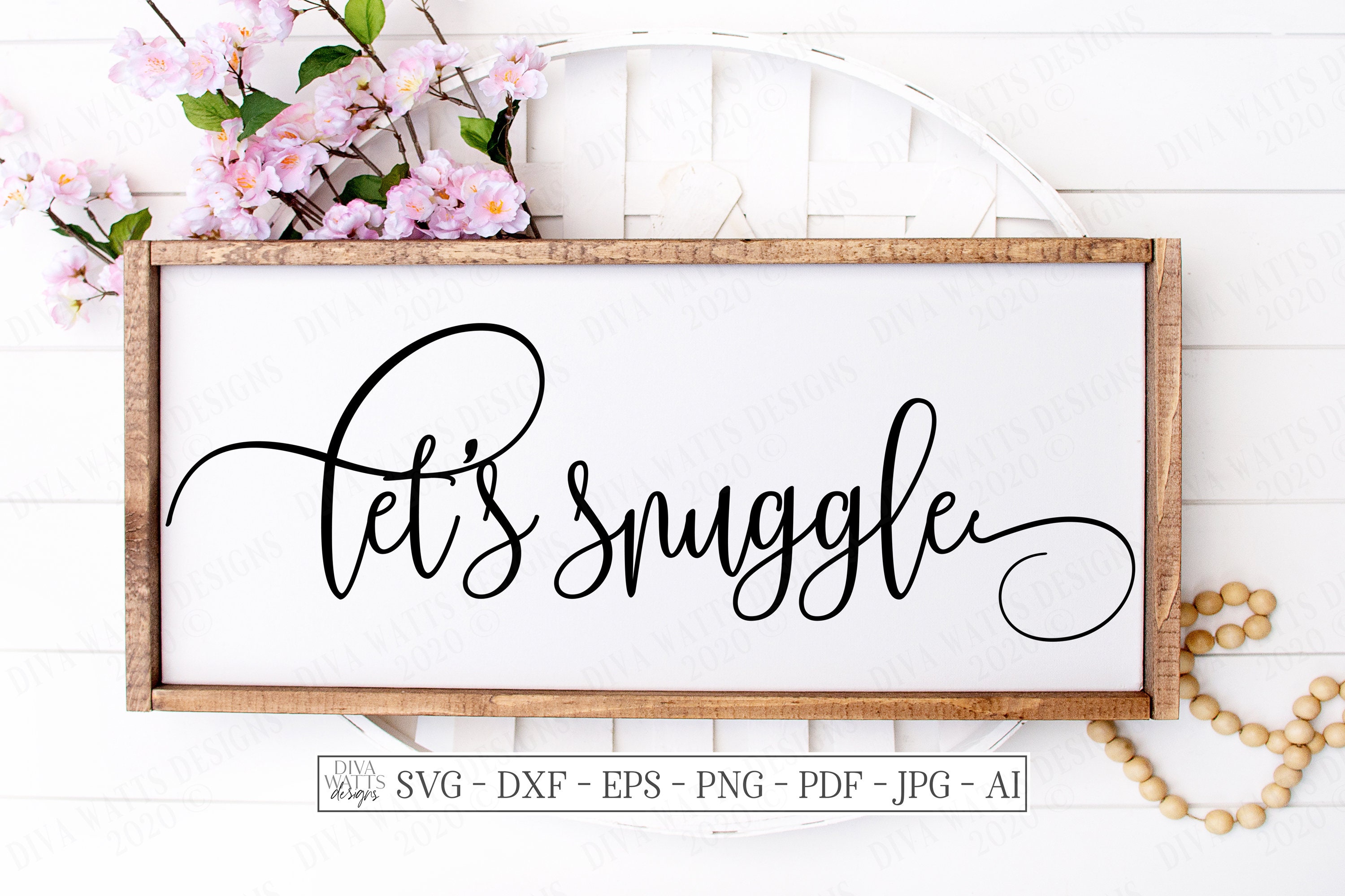SVG Let's Snuggle Cutting File Modern Oversized | Etsy