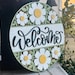 Welcome Sign SVG Laser Cut File - Daisy Floral Round Door Hanger Design ...