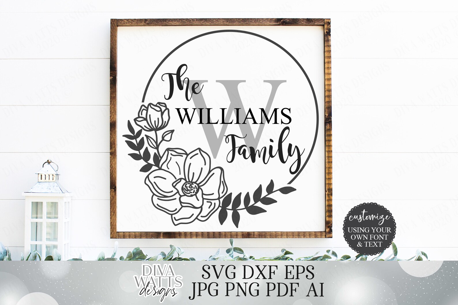 Family Monogram & Last Name Cutting File SVG DXF You | Etsy