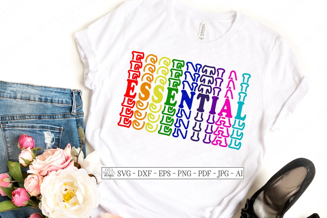 SVG Essential Cutting File Stacked Mirrored Rainbow Vinyl Stencil HTV ...
