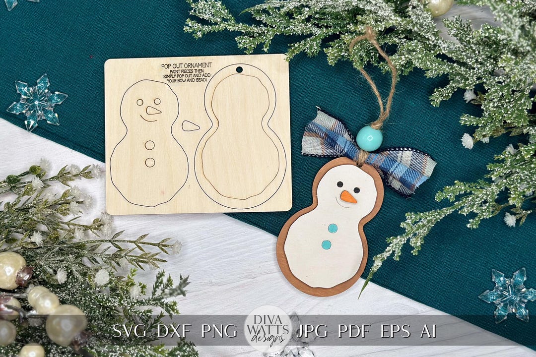 Snowman Pop Out Ornament SVG | Laser Cut Christmas Ornament Template ...