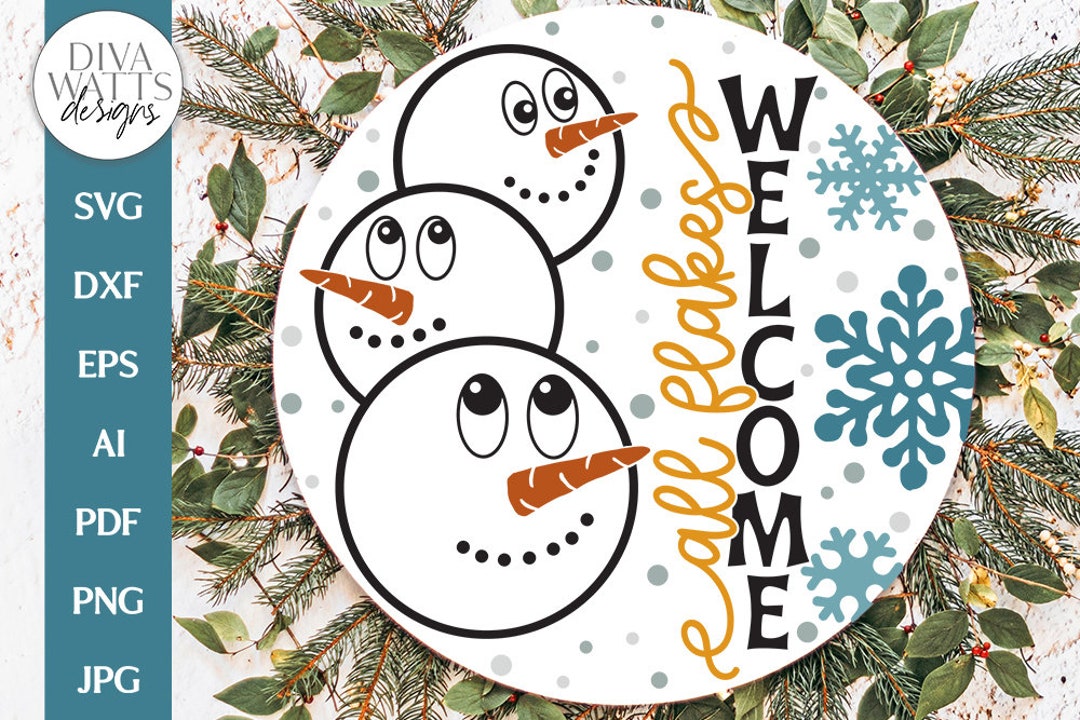 All Flakes Welcome Stacked Snowmen SVG | Snowman Winter Design - Etsy