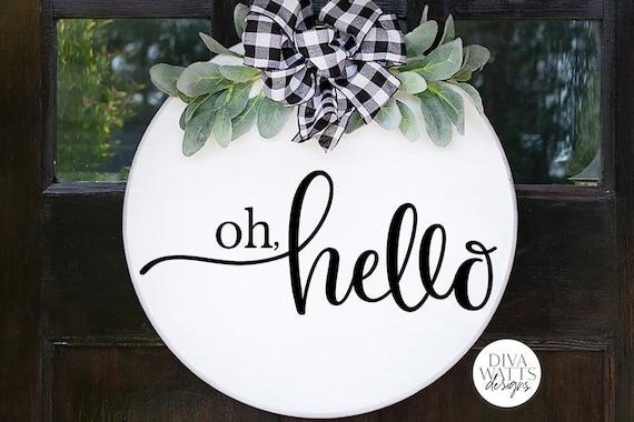 Oh Hello SVG Farmhouse Sign Design | Etsy