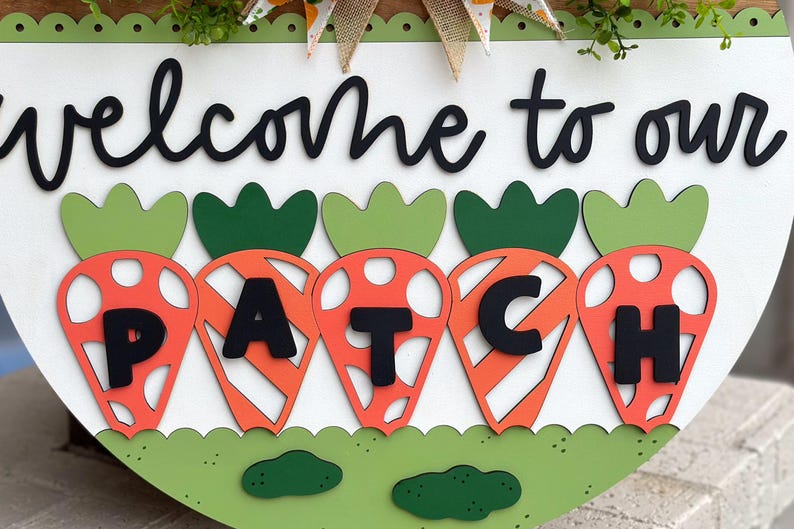 Welcome to Our Patch Door Hanger SVG, Layered Carrot Sign, Farmhouse ...
