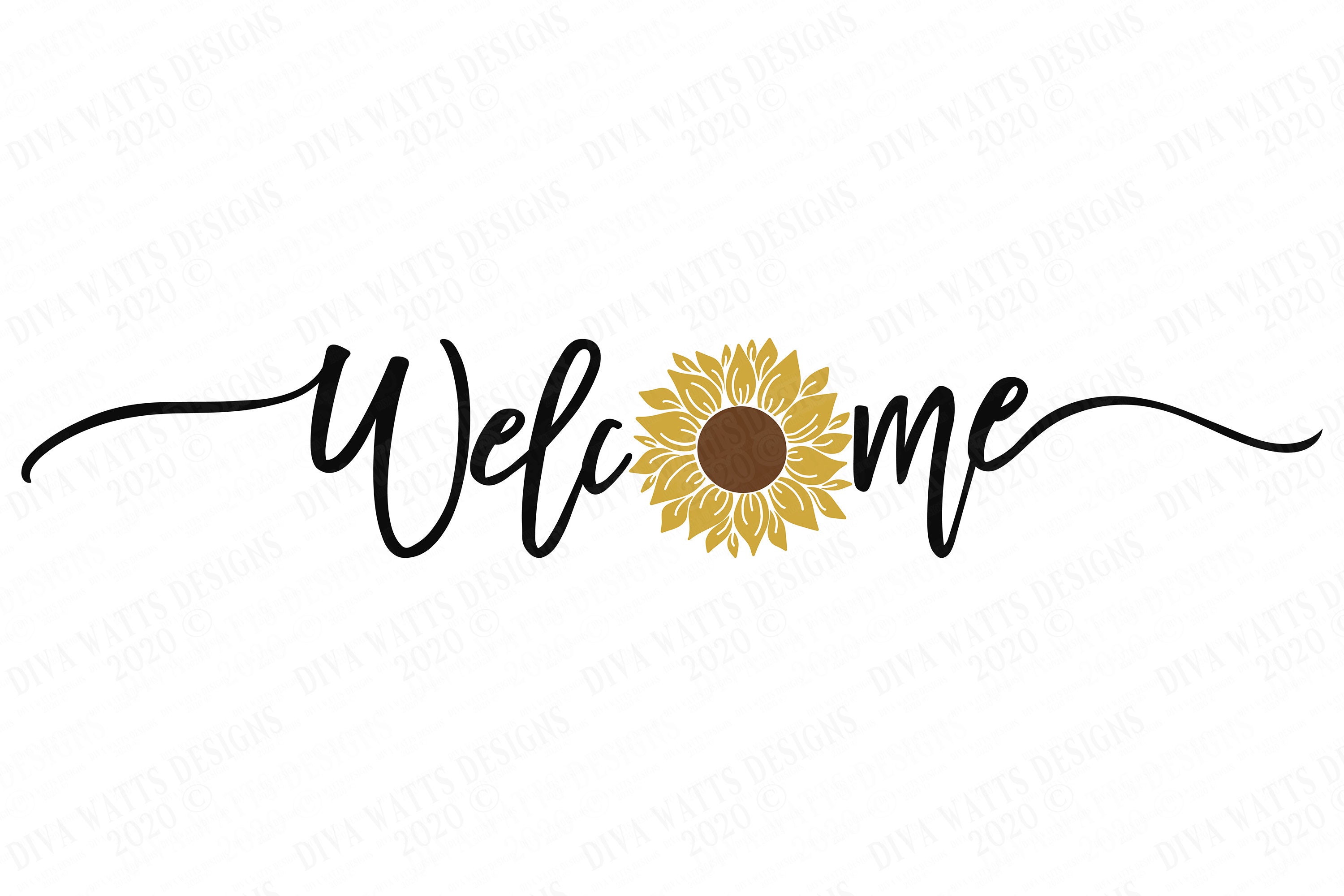 SVG | Welcome Sunflower | Cutting File | DXF EPS | Vinyl Stencil Htv ...