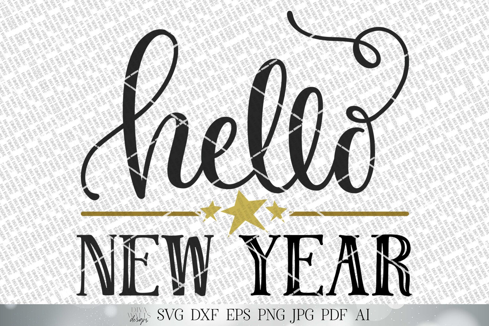 Hello New Year SVG New Year's SVG Farmhouse Round Sign - Etsy