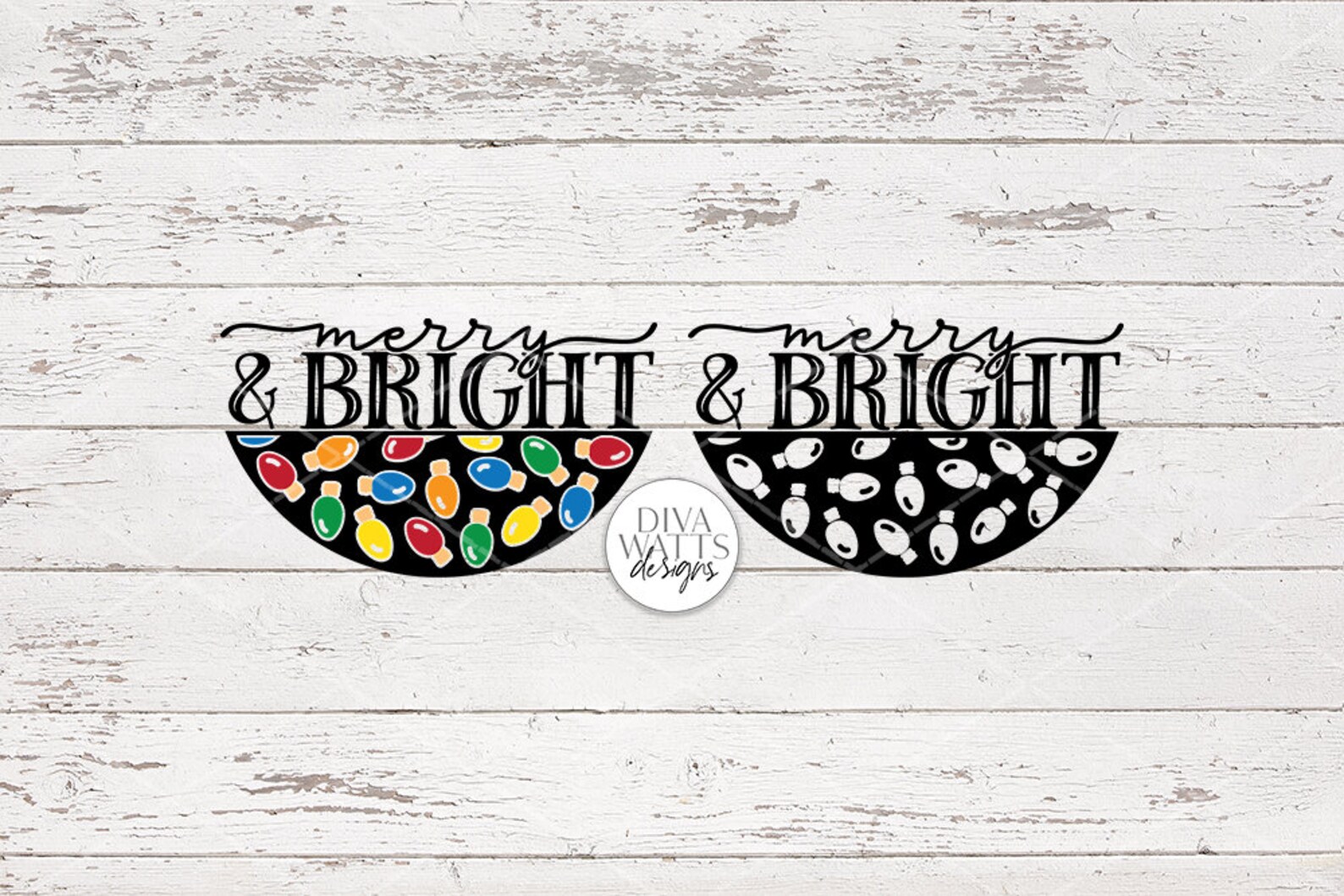 Merry and Bright Christmas Lights Door Hanger Design - Etsy
