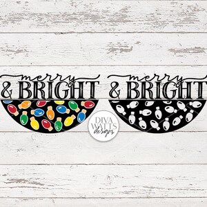 Merry and Bright | Christmas Lights Door Hanger Design - Etsy