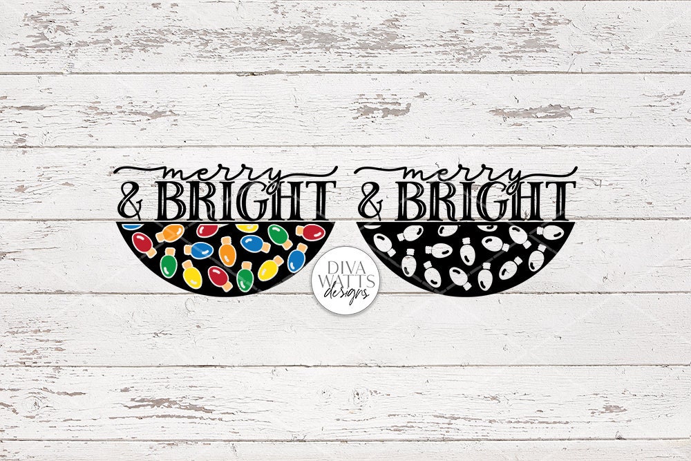 Merry and Bright Christmas Lights Door Hanger Design - Etsy