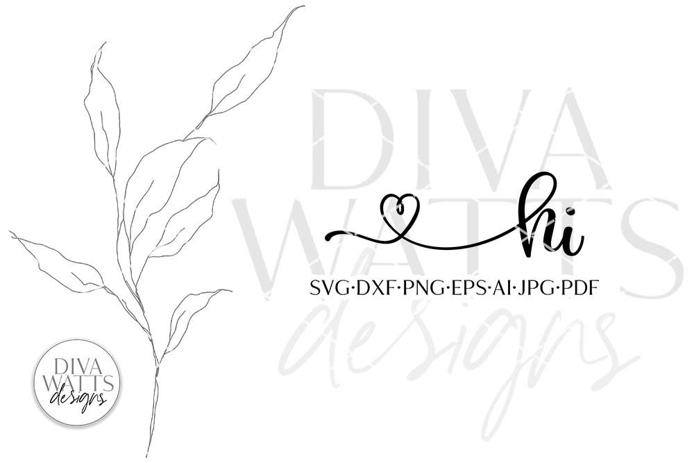 Hi With Heart Tail SVG | Welcome Design - Etsy