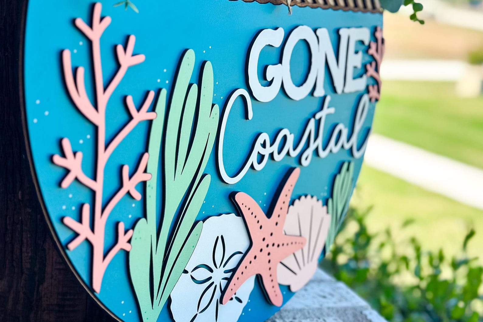 Gone Coastal SVG File | Beach Door Hanger SVG | DIY Coastal Round Sign ...