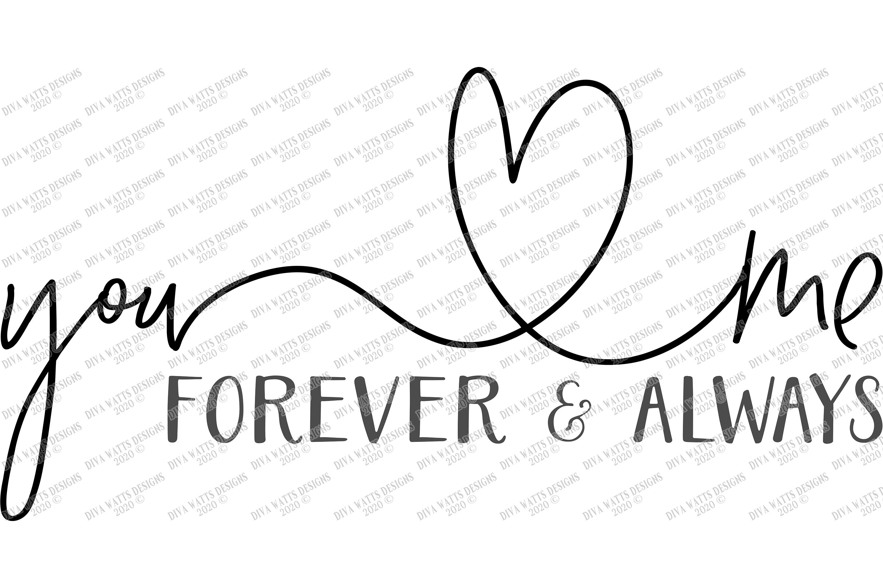 SVG You & Me Forever and Always Cutting File Heart - Etsy