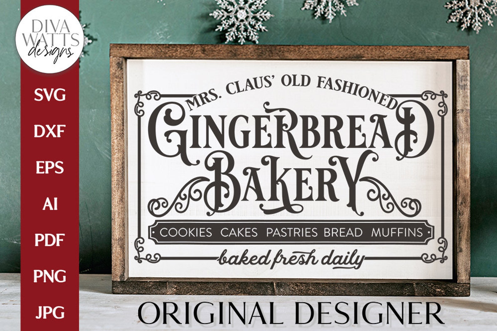 Gingerbread Bakery SVG | Vintage Christmas Baking Sign Design - Etsy