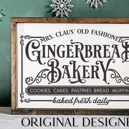 Gingerbread Bakery SVG Vintage Christmas Baking Sign Design - Etsy