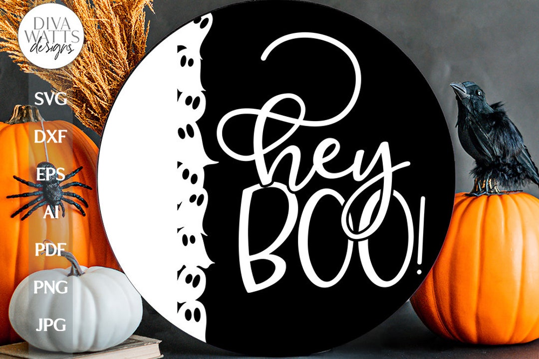 Hey Boo Ghost SVG Halloween Round Design With Ghosts SVG Design for ...