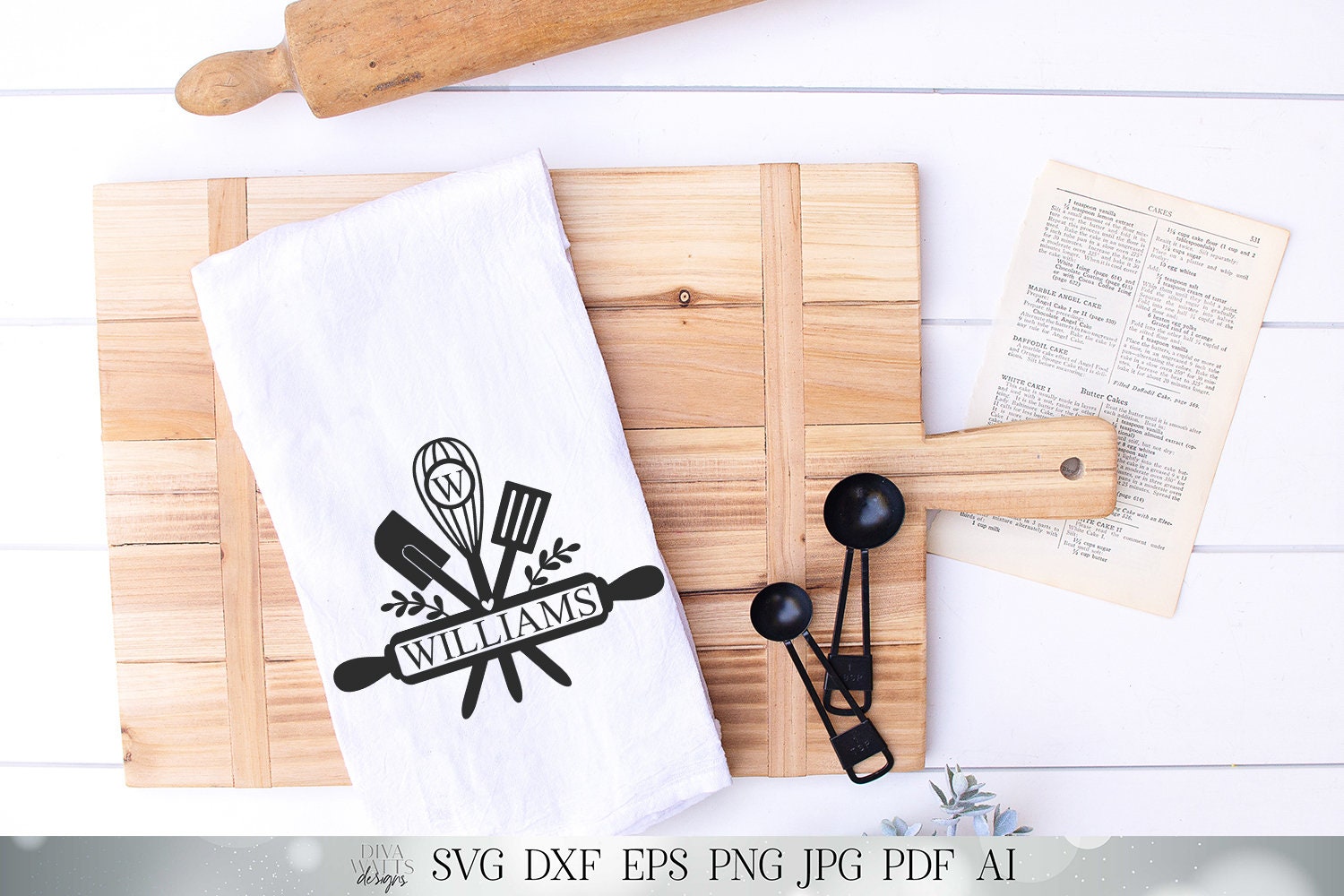 Kitchen Utensils Monogram / Last Name SVG | Farmhouse Kitchen Sign SVG ...