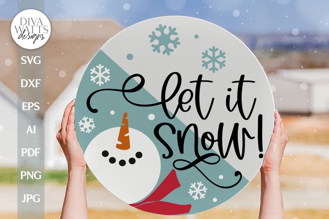 Let It Snow Snowman SVG | Christmas Split Round Design - Etsy