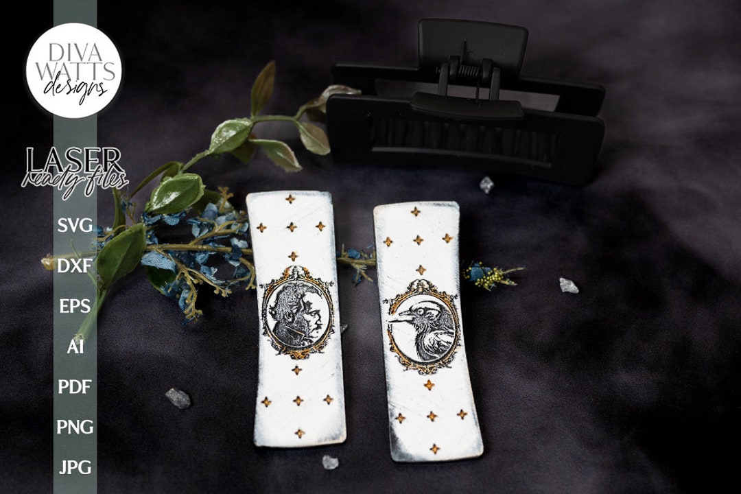 Edgar Allan Poe and Raven Hair Clip SVG for Laser Glowforge Edgar Allan ...