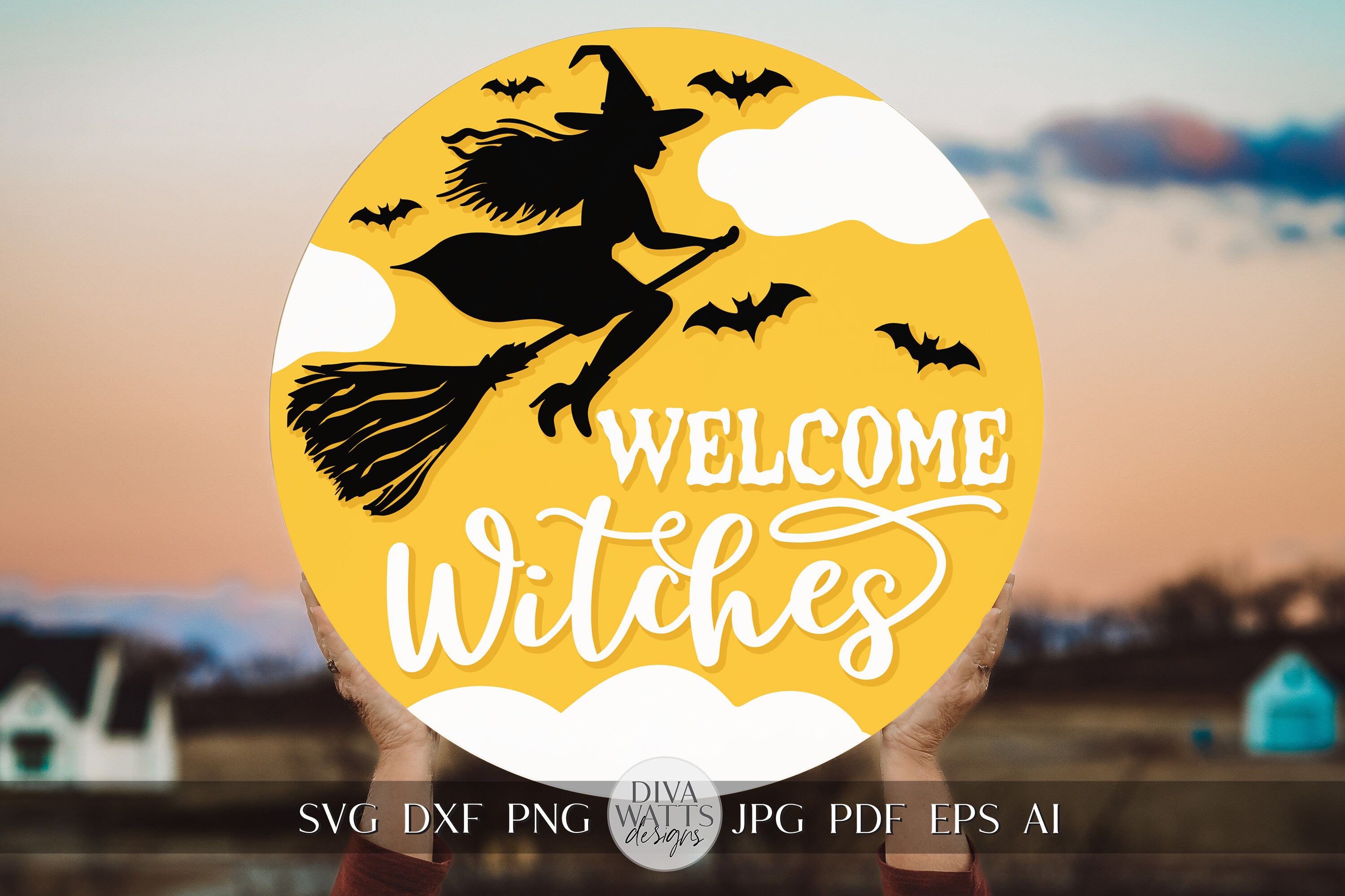 Welcome Witches SVG Welcome for Halloween Door Hanger SVG With Flying ...
