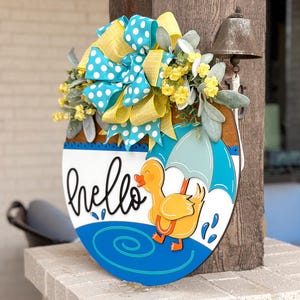 Hello Duck Rainy Day Door Hanger SVG, 3D Layered Laser Cut File, Spring ...