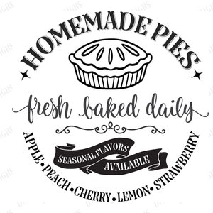 Homemade Pies Farmhouse Kitchen Sign | Round Sign | Cutting File | SVG ...