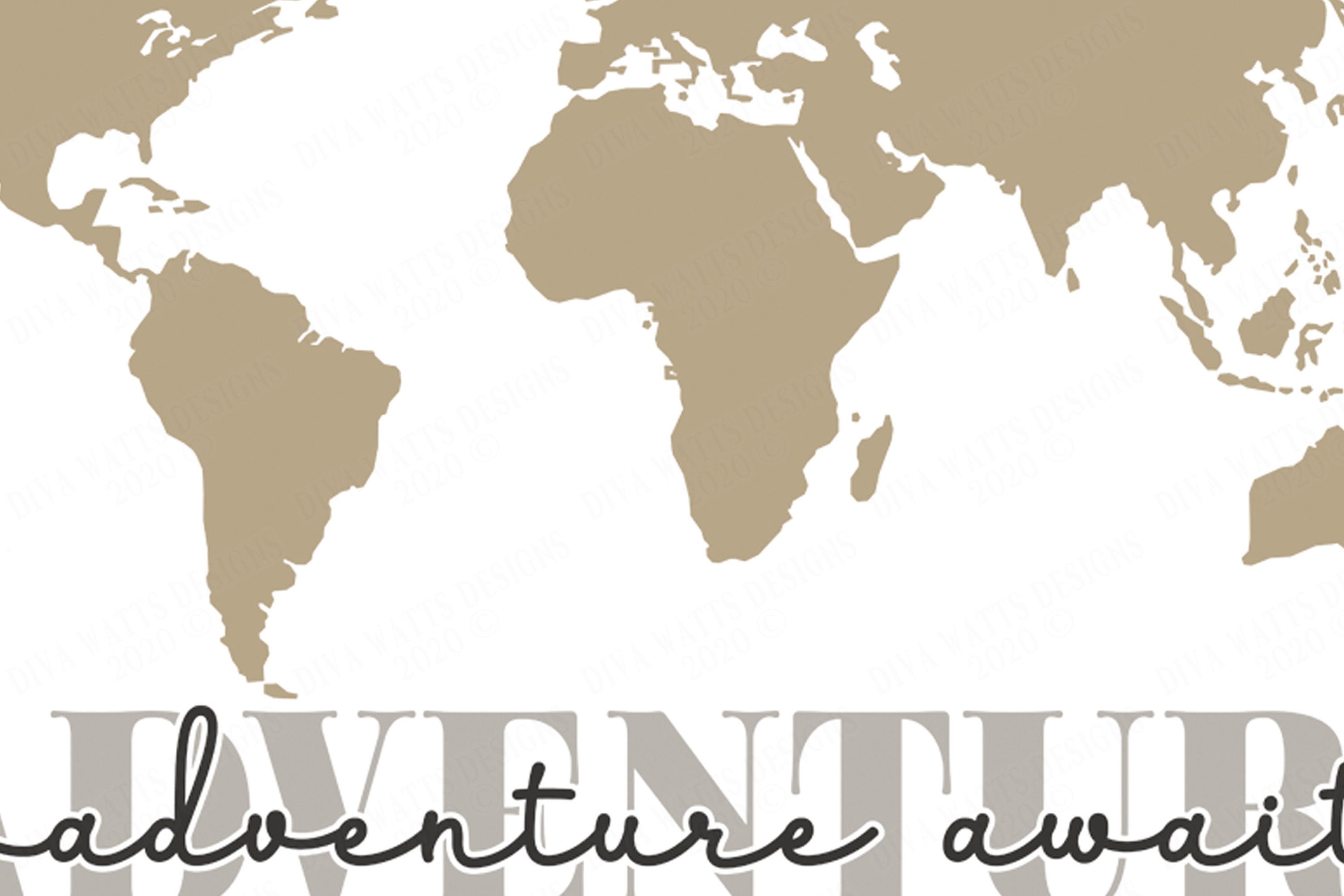 World Map Adventure Awaits Travel Decor Printables and - Etsy