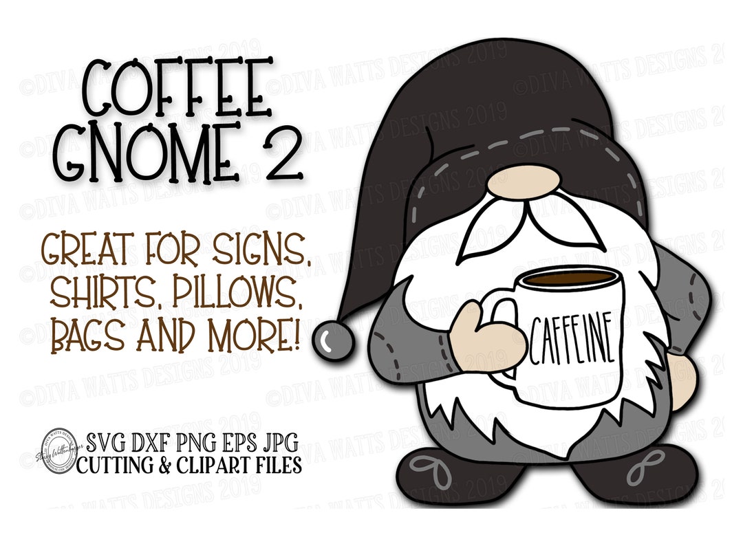 SVG Coffee Gnome 2 | Cutting File | Vinyl Stencil HTV | DXF Png Eps Jpg ...