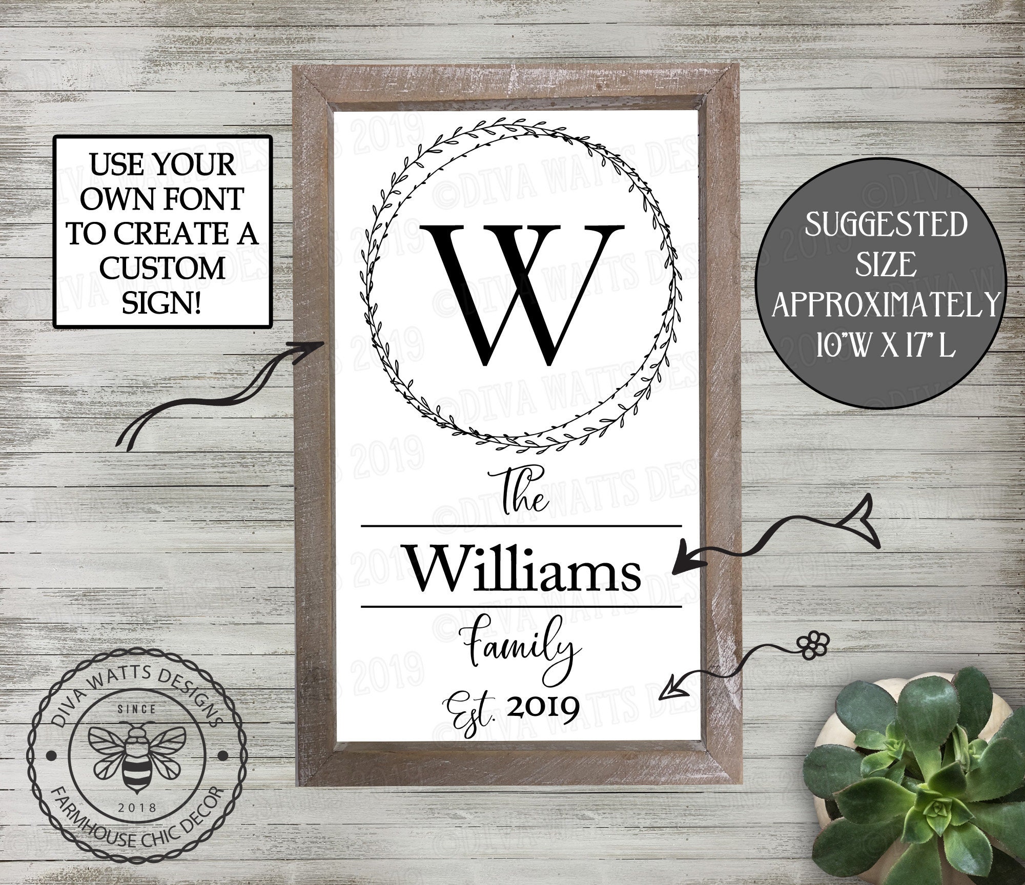 SVG Monogram Last Name Sign Cutting File Instant Download - Etsy