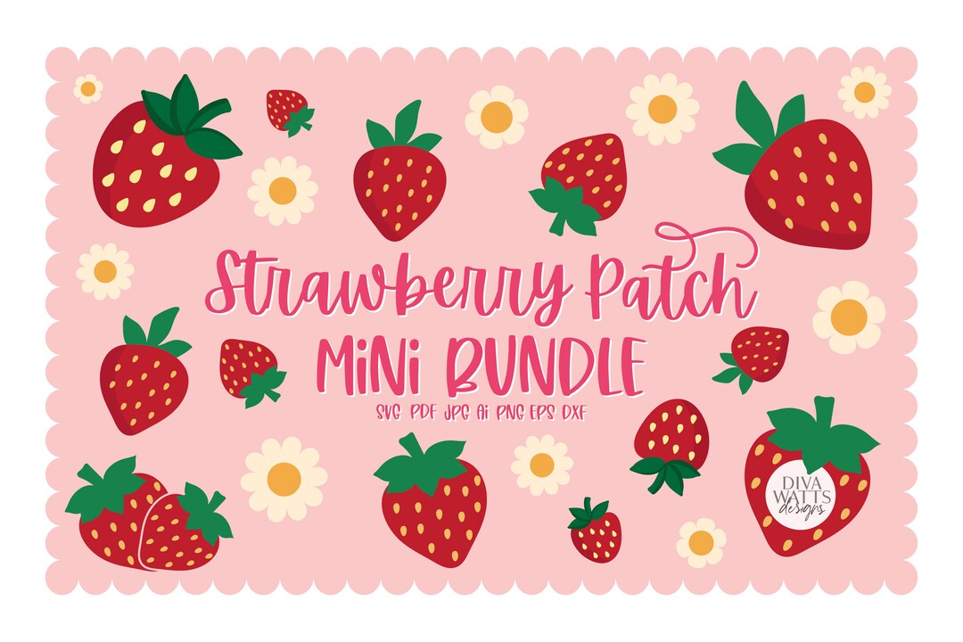 Strawberry Patch Mini Bundle SVG Strawberry SVG Strawberry Clipart ...