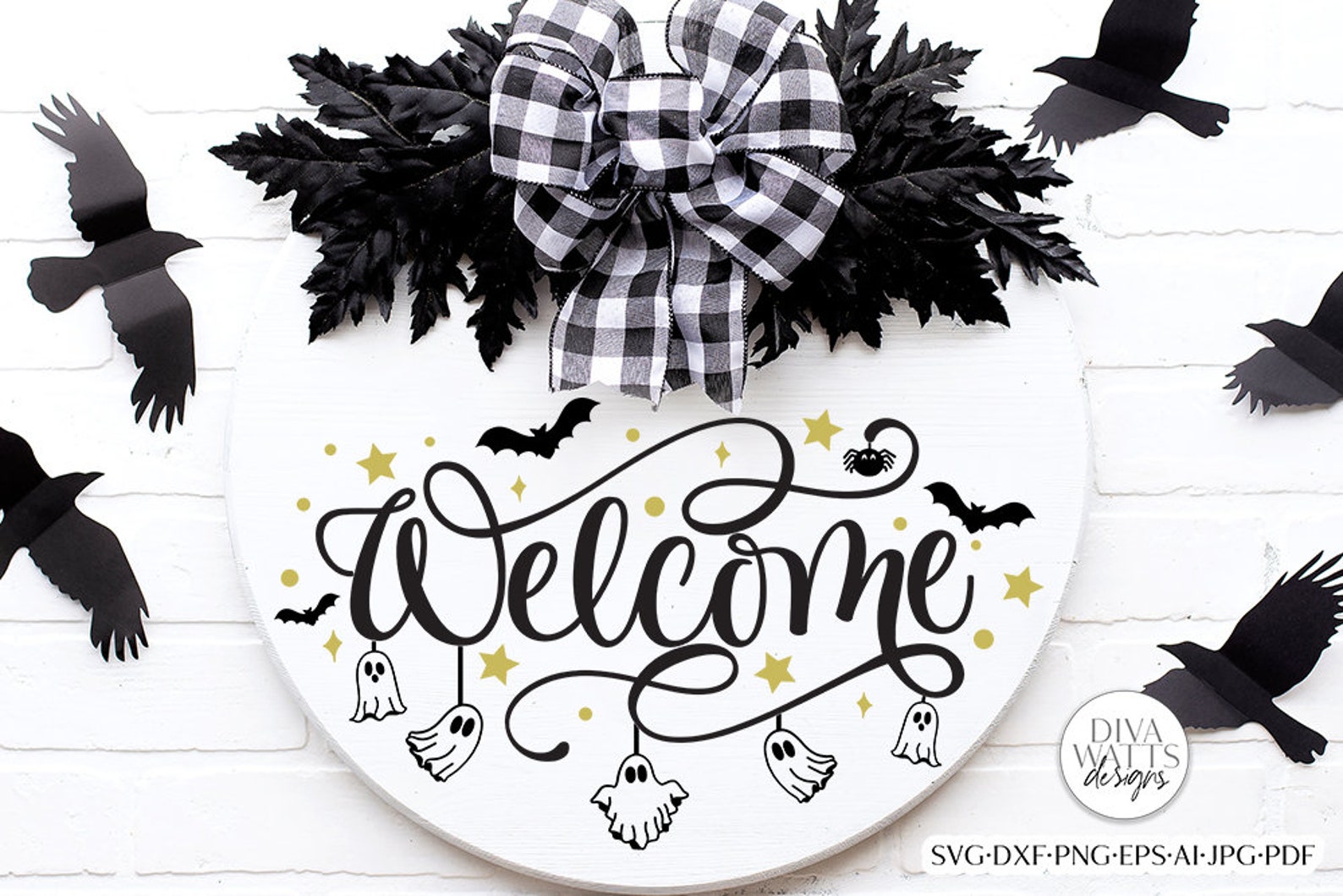 Welcome With Dangling Ghosts SVG Halloween / Fall Design - Etsy