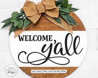 Welcome Y'all SVG File Round Sign SVG Welcome Y'all Cut File Clip Art ...