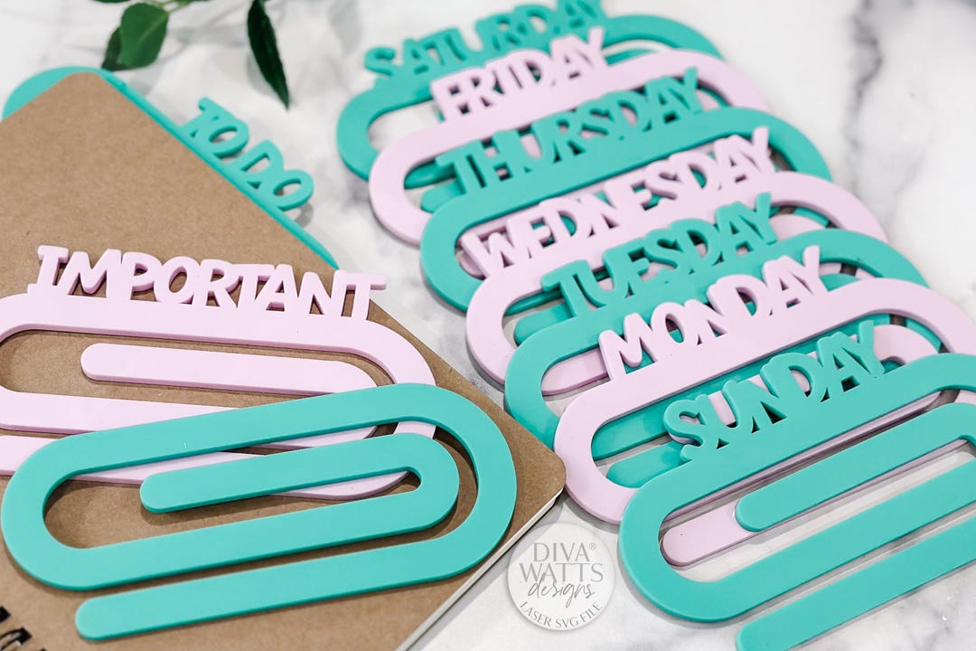 Paperclip Bookmark SVG Set – Days of the Week, to Do & Important Labels ...