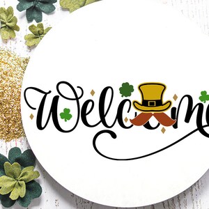Welcome With Shamrock and Leprechaun SVG | St. Patrick's Day Design - Etsy