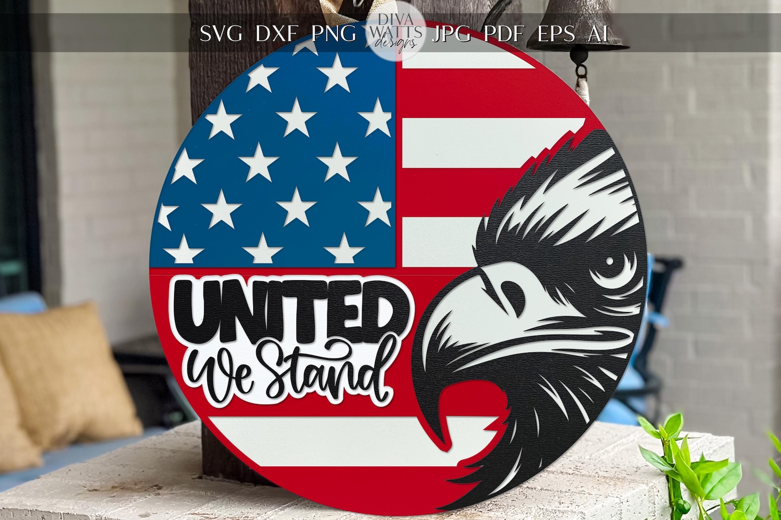 Laser Cut Door Hanger SVG | United We Stand Sign SVG File | Patriotic ...