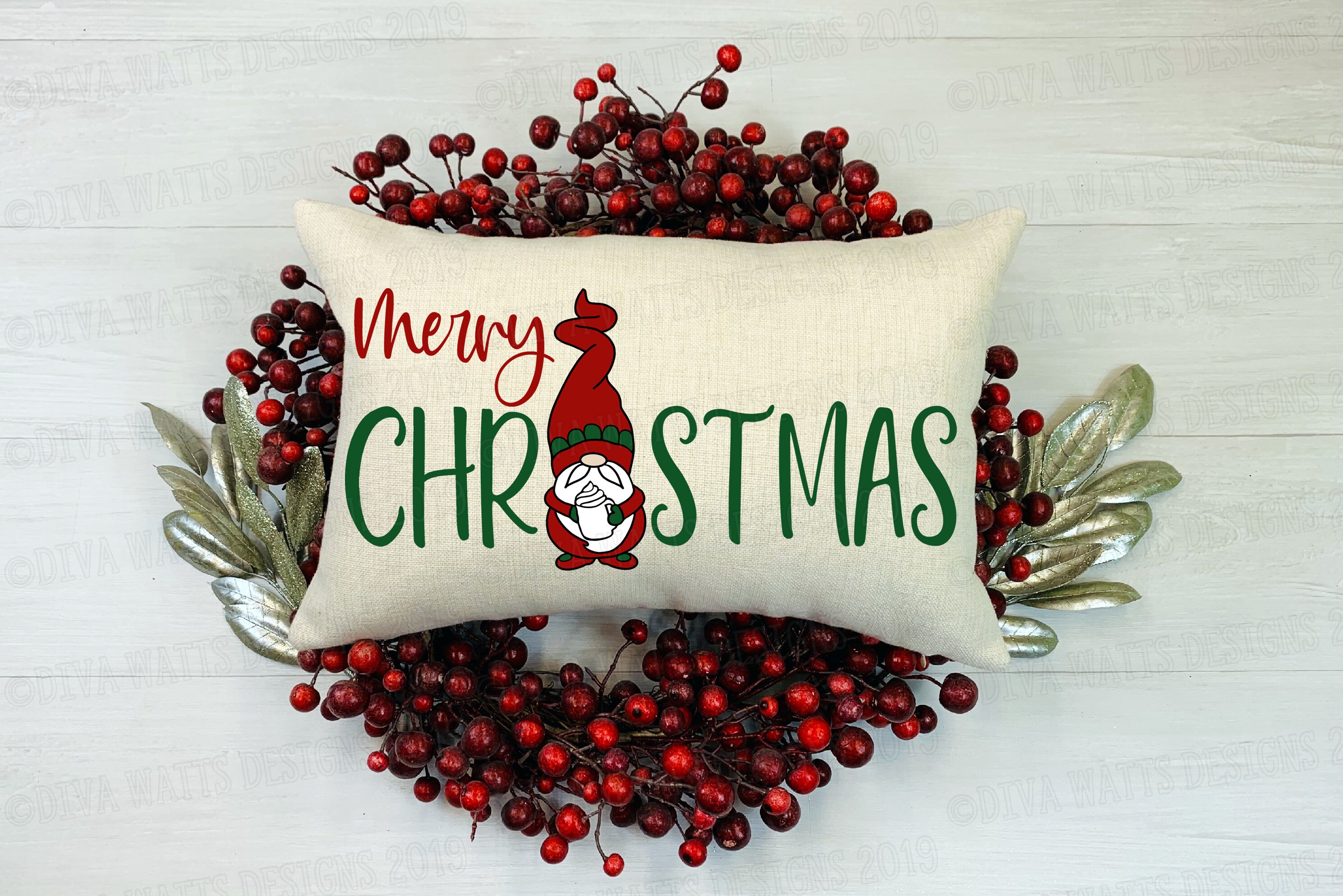 SVG Merry Christmas Gnome | Cutting File | Layered and Line Only | DXF ...