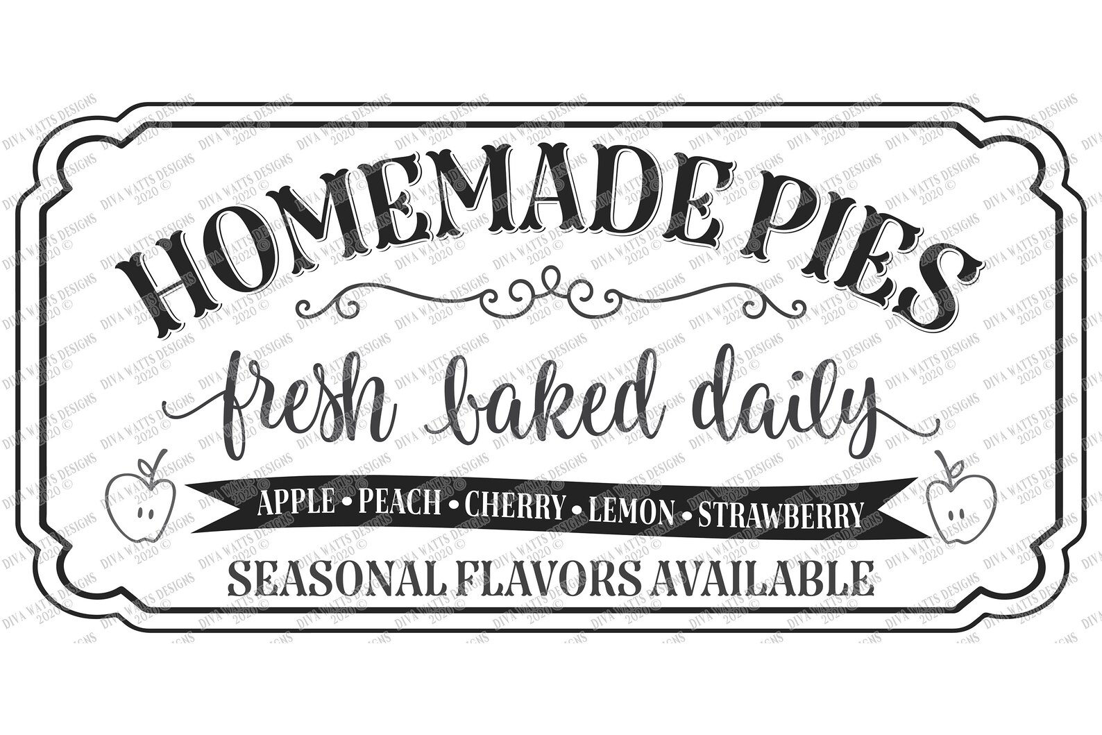 SVG | Homemade Pies | Cutting File | Kitchen Sign | Apple Cherry ...