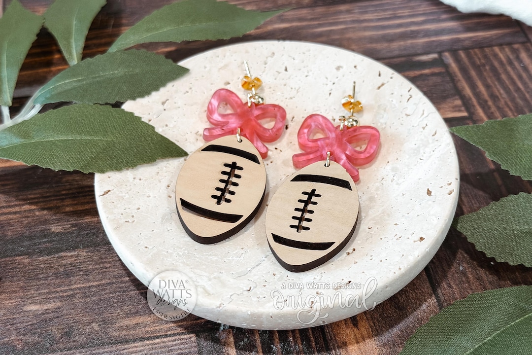 Football Earrings SVG File – Laser Cut Earring Template for Glowforge ...