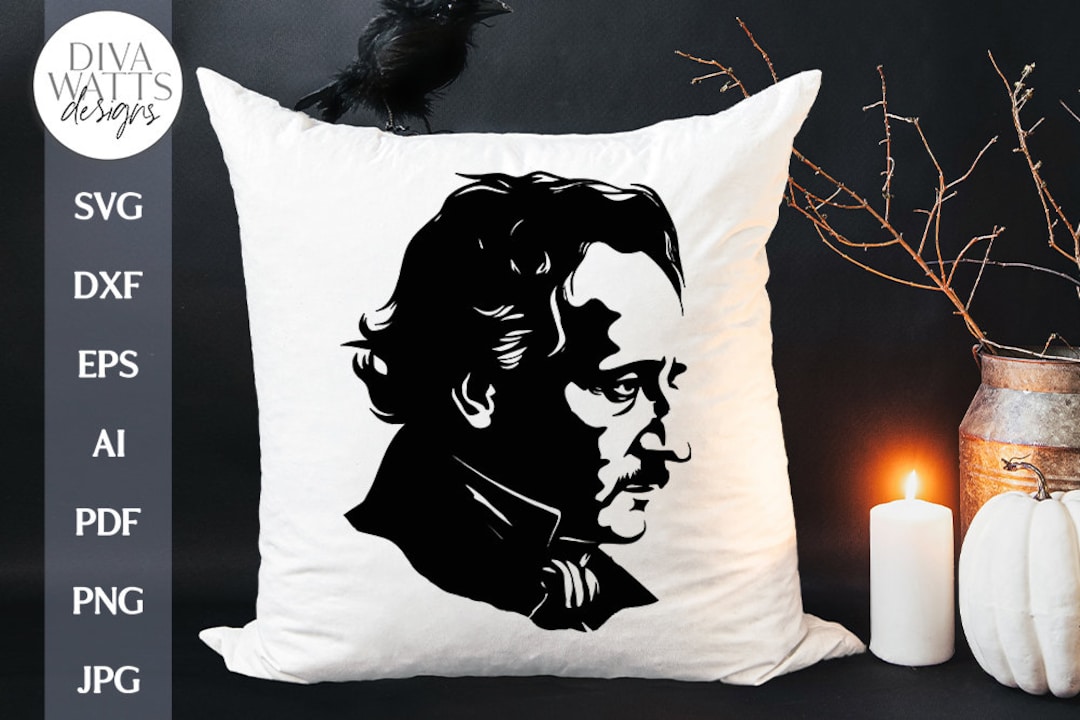 Edgar Allan Poe SVG Edgar Allan Poe Silhouette of Face Poe Face SVG ...